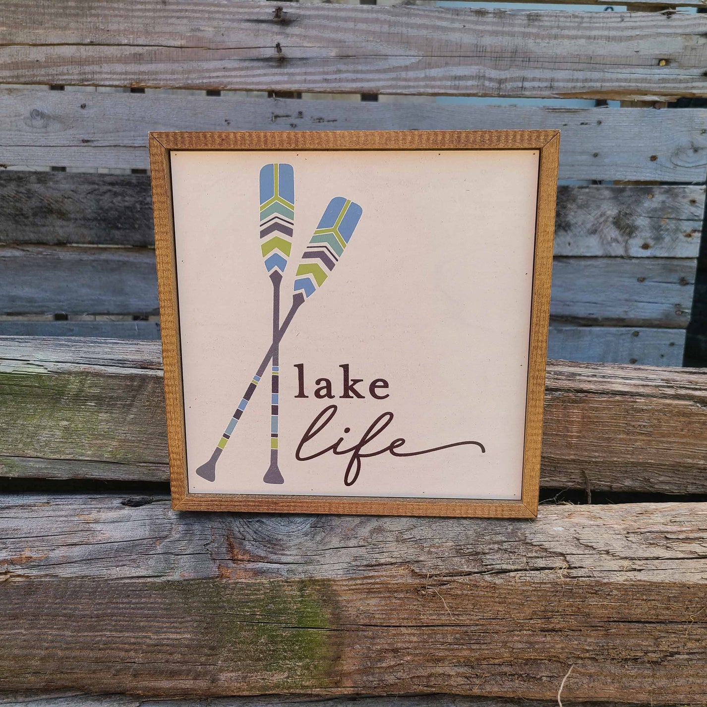 Lake Life Sign With Paddles Farmhouse Sign – Countryside Home Decor